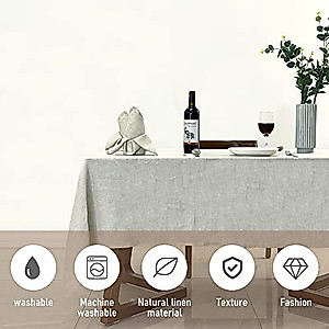 EVERLY 100% Pure Linen Rectangle Tablecloths 60x108Inches for Dining,Buffet Parties,Picnic,Events,Weddings and Restaurants,Decorative Halloween,Thanksgiving Machine Washable Tablecloths-Natural Linen