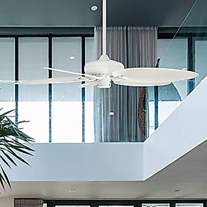 Honeywell Ceiling Fans Palm Island Tropical 52 Inch Ceiling Fan, Outdoor Ceiling Fan with Pull Chain, Tri-Mount 5 Palm Leaf Blade Design, ETL Wet Rated, White (50200-01)