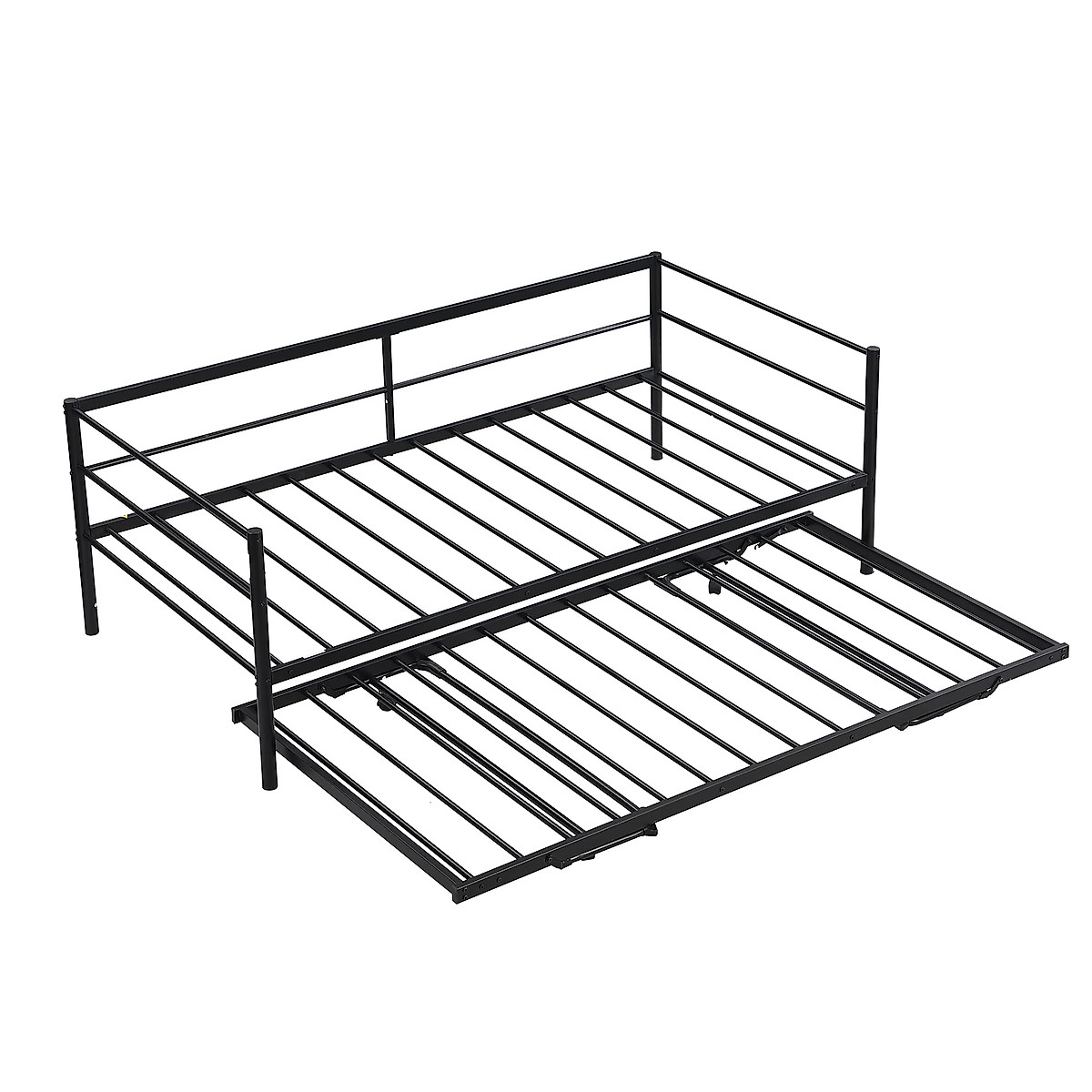 Bellemave Twin Size Metal Daybed with Adjustable Trundle, Heavy-Duty Steel Daybed with Pop Up Trundle, Black