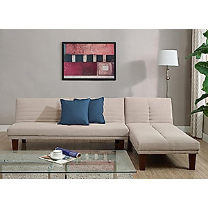 DHP Dillan 69 Inch Futon Sofa Bed, Modern Armless Upholstered Couch Sleeper with Tufted Back and Seat, Full, Tan