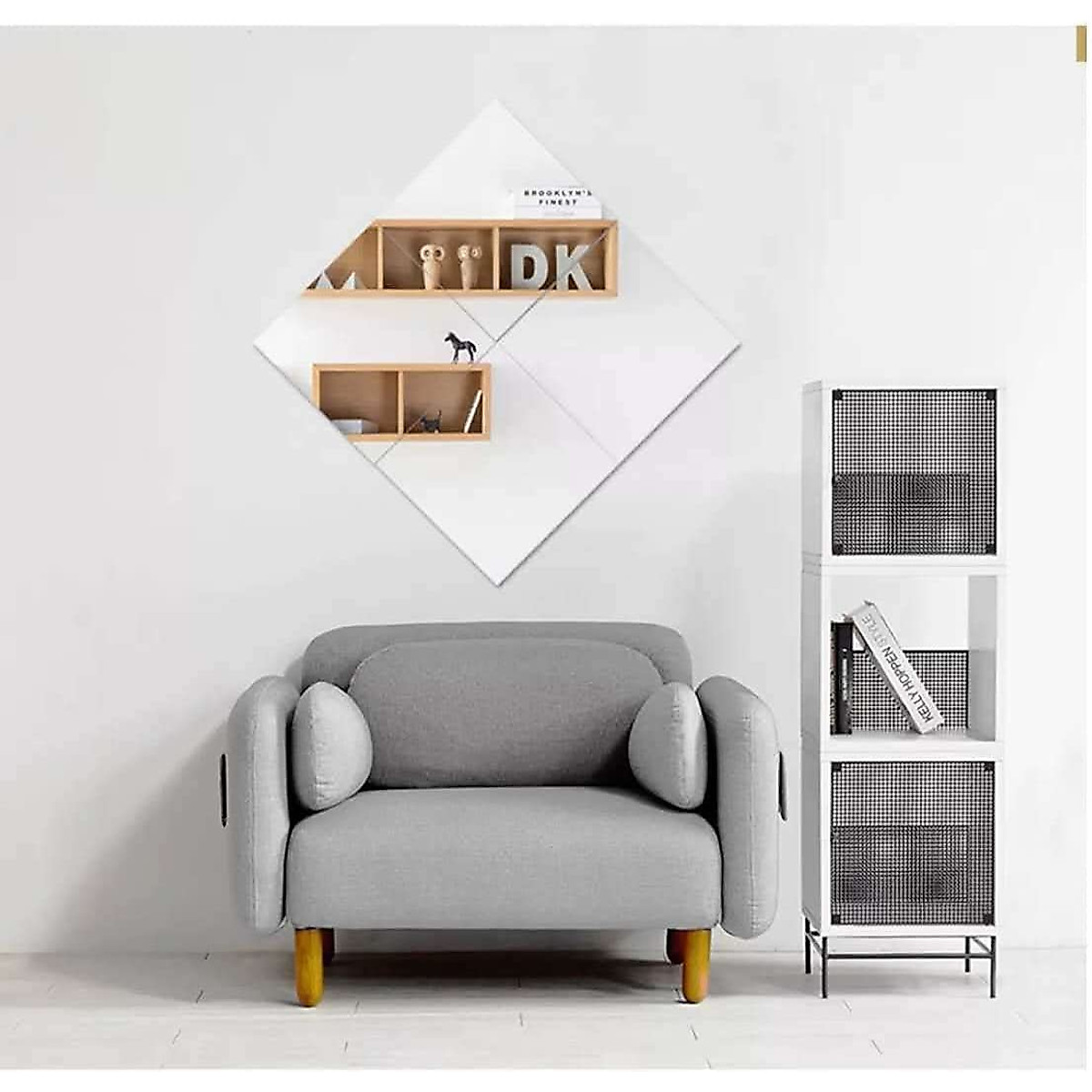 OBIOZZ Bedroom Floor Standing Mirror 11.8 Inch Full Length Mirror with Acrylic 4Pcs Frameless Wall-Mounted Mirror Hanging Door Mirror for Makeup Mirror Vanity Bedroom, Living Room