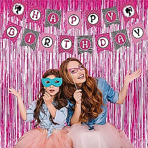 Hot Pink Girl Party Decorations Suitable for Birthday Party Decoration, Birthday Party Supplies Suitable for Hot Pink Girl Party Theme Include Balloons, Banner, Cake topper, Cupcake Topper