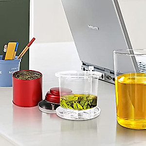 Fvstar 6pcs Loose Leaf Tea Canister with Airtight Double Lids,8 OZ Round Tin Can Box,Mini Kitchen Canisters Containers for Tea,Coffee,Sugar,Loose Leaf,Candy,Herbs and Spices Storage (Red)