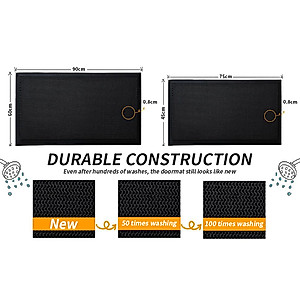 KaBesten Doormat, Anti-Slip Waterproof Door Mat for High Traffic Areas, Black, Snowproof Welcome Mat for Front Door, Outdoor Indoor Entrance, 29.5.17.7