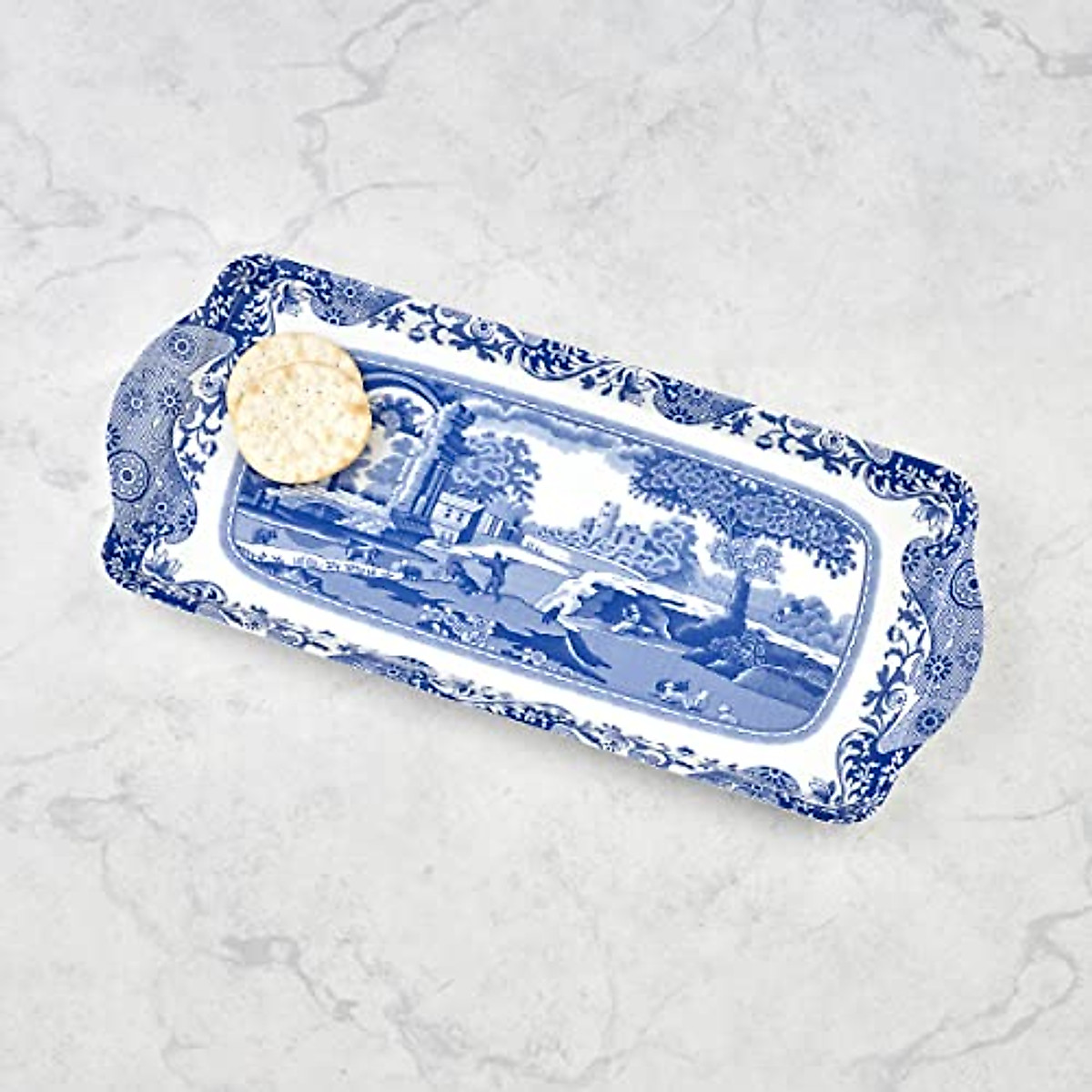 Pimpernel Spode Blue Italian Collection Sandwich Tray | Serving Platter | Crudité and Appetizer Tray for Indoor and Outdoor use | Made of Melamine | Measures 15.1" x 6.5" | Dishwasher Safe