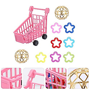 POPETPOP 10pcs Parrots Tabletop Interactive Toys Pack Bird Puzzle Training Toys Set Mini Pink Shopping Cart Toy with Hollow Balls Star Ring Pet Educational Toys for Cockatiel Cockatoo