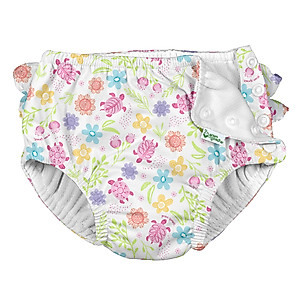 i Play Girls Reusable Absorbent Baby Swim Diapers White Turtle Floral 6 Months