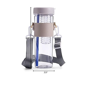 LFRNZS 28oz Water Bottles with Foldable Straw, Wide Mouth Water Tumbler, Iced Coffee Cups,Fruit Infuser Water Bottle,Reusable Boba Cup,Plastic Sports Water Bottle, Shatter-Proof (Grey)