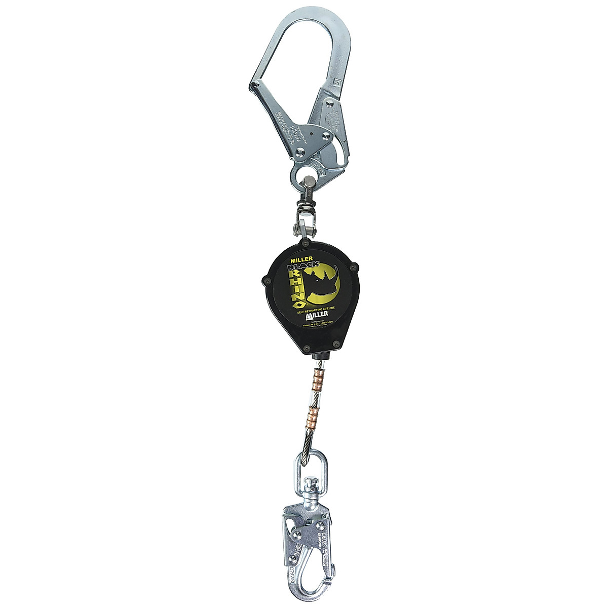 Miller CFL-5-Z7/9FT Black Rhino 9-Foot Self-Retracting Lifeline with Steel Swivel and Locking Rebar Hook, Black