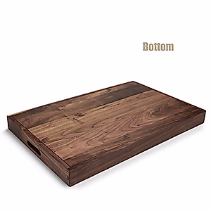 MAGIGO 28 x 18 Inches Extra Large Rectangle Black Walnut Wood Ottoman Tray with Handles, Serve Tea, Coffee or Breakfast in Bed, Classic Wooden Decorative Serving Tray