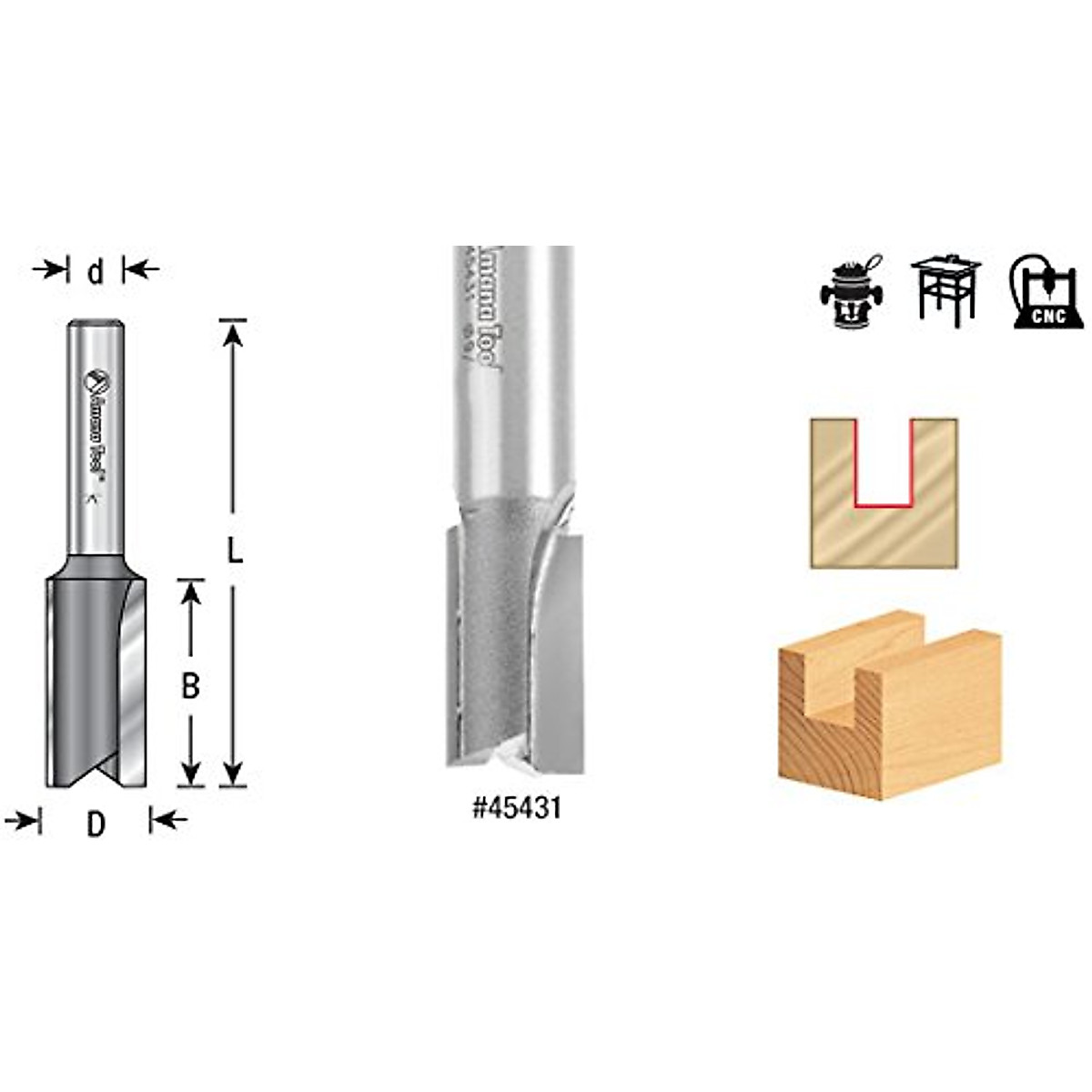Amana Tool - 45240 Carbide Tipped Straight Plunge 12mm Dia x 3/4 x 1/4" Shank