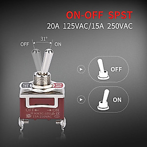 DaierTek Waterproof Toggle Switch 12V DC 30A Heavy Duty 2 Pin ON Off SPST with Weatherproof Boot Cap Cover for Auto Car Marine Boat -2 Pack