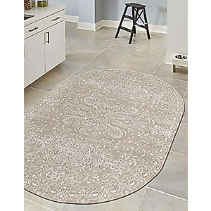 Unique Loom Rushmore Collection Area Rug - Adams (7' 10" x 10' Oval, Beige/Ivory)