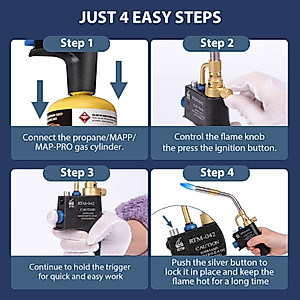RTMMFG High-Intensity Propane Torch Head, Trigger Start Mapp Gas Torch