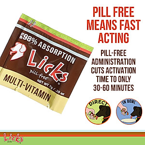 Licks Pill Free Dog Multivitamin - Dog Supplement with Vitamin C, D, and Calcium - Multivitamin Pet Supplies - Gel Packets - 30 Use