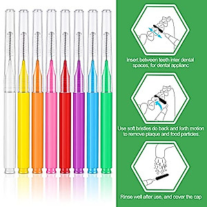 80 Pieces Multicolored Braces Brush for Cleaner Interdental Brush Toothpick Dental Tooth Flossing Head Oral Dental Hygiene Flosser Tooth Cleaning Tool Kit, 8 Colors