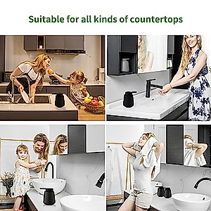 Soap Dispenser, 12oz Foam Hand Soap Dispenser with Pump Rounded Bottom Porcelain Hand Liquid Dispenser, Black Pump Dish Liquid Dispenser for Kitchen, Bathroom(Rubber Paint)