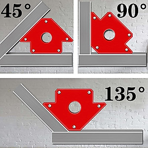 OBPSFY 4Pcs Arrow Welding Magnets Set,50 Pounds Welding Magnets Holder with 4Pcs V Type Welding Clamps,Multi-angle Metal Working Tools and Equipment Welding Accessories