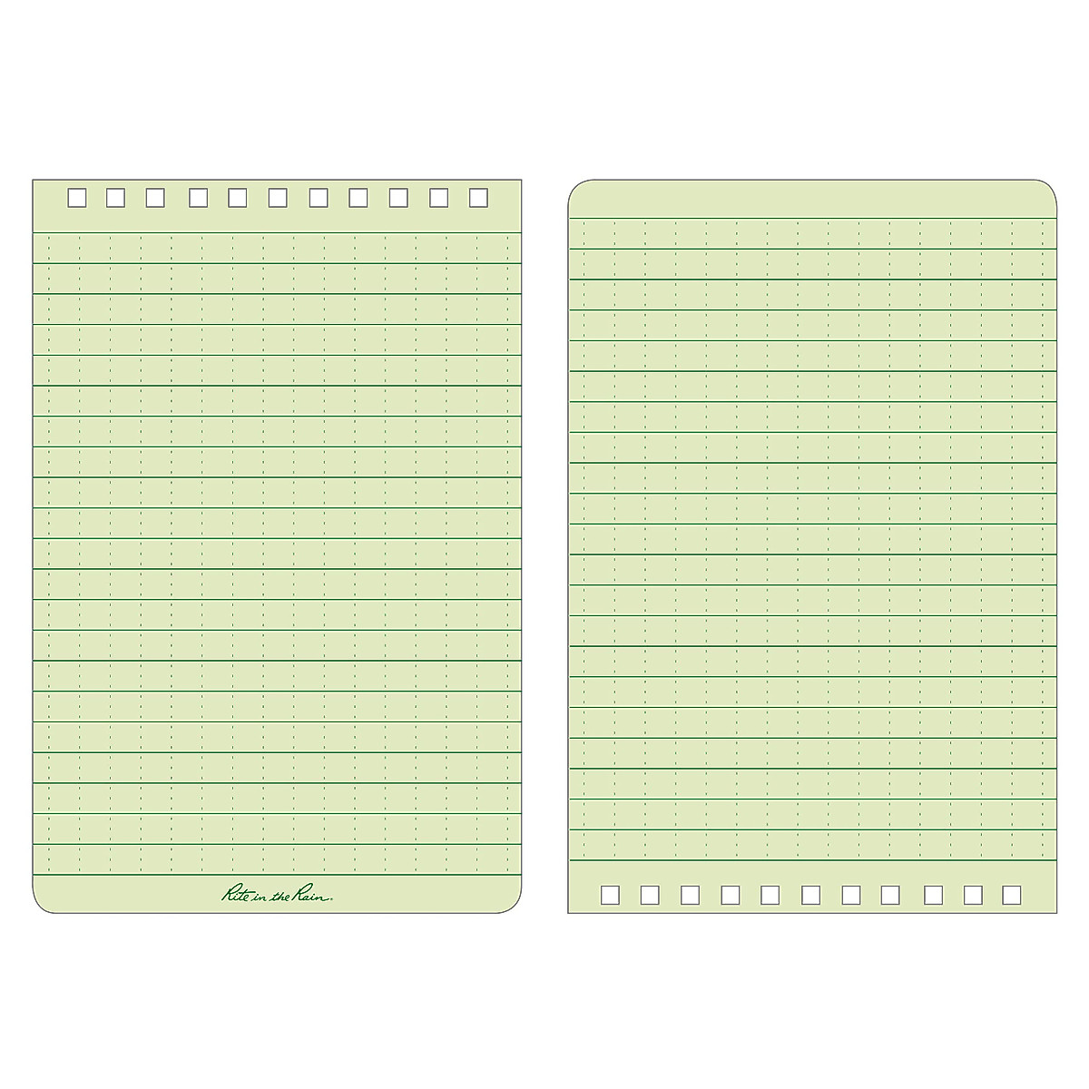 Rite In The Rain Weatherproof Top Spiral Notebook, 4" x 6", Green Cover, Universal Pattern, 3 Pack (No. 946-3)