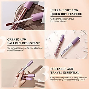 LUXAZA 5Pcs Liquid Eyeshadow Set,Shimmer & Metallic Glitter Eyeshadow,Highly Pigmented Long Lasting Liquid Shadow Eye Makeup,5 Colors Quick-Drying Sparkling Eye Shadow Makeup Set