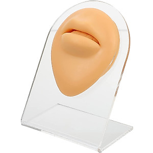 Soft Silicone Nose Model Body Part Displays for Practicing Piercing Suture Acupuncture Rubber Flexible Model for Jewelry Display Teaching Instructions (Mouth)