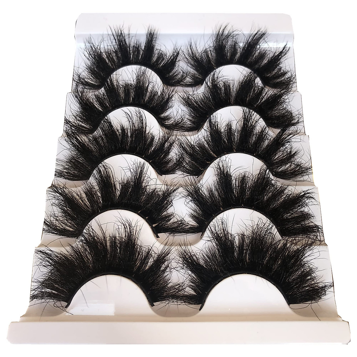 Gmagictobo False Eyelashes Fluffy 25MM Lashes Dramatic Faux 3D Mink Lashes Pack Long Thick Volume Criss-Crossed Soft False Lashes 5 Pairs Multipack