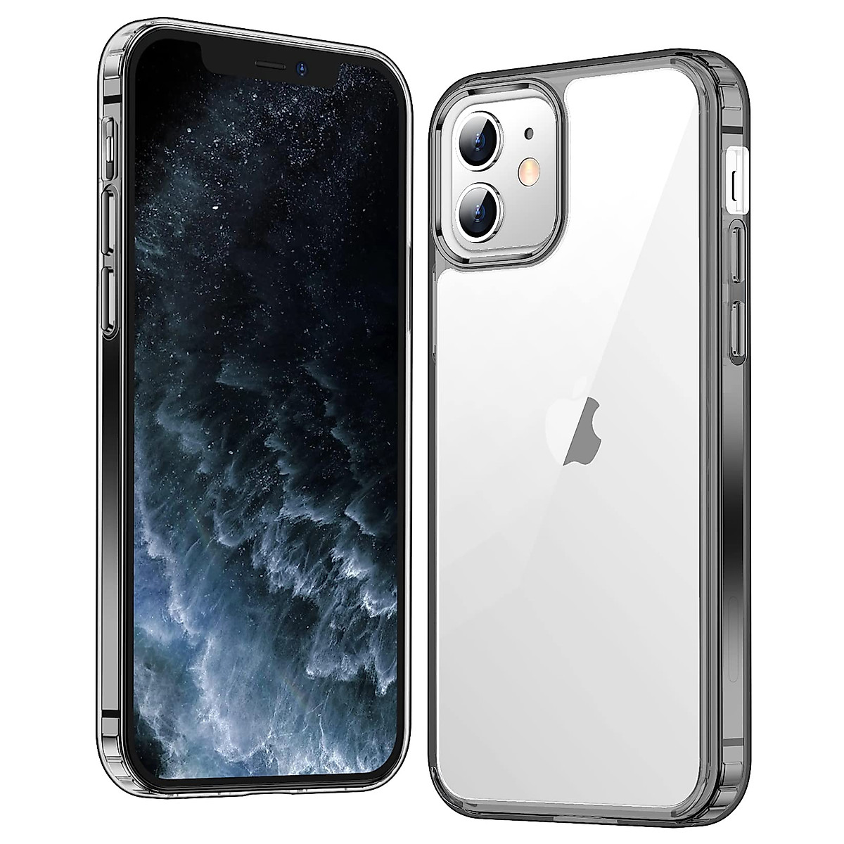 Temdan for iPhone 12 Case for iPhone 12 Pro Case,[Ultra Slim] [Not Yellowing] Lightweight & Thin,Screen & Camera Protection, Shockproof Protective - Black