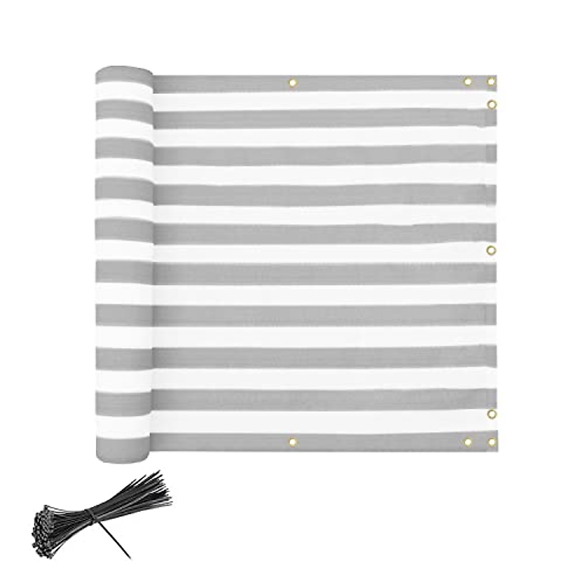 COARBOR Balcony Privacy Screen Fence: 3' x 25' Apartment Patio Privacy Screen Gray White Stripe Balcony Cover Balcony Décor 90% Blockage Balcony Deck Shield
