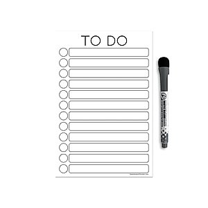 Dry Erase to Do List Vinyl Whiteboard Sticker Decal by Glassboard Studio | Removable & Reusable | Magnetic Fine-Tip Marker Included (6 x 9 inches, White)