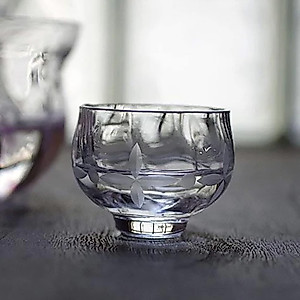 Tomi Craft, Otaru Kiriko Ochoko, Japanese Sake Cups, Beautiful Cut Glass, Craftsmen in Otaru Hokkaido, Hand Made in Japan, Tomi Glass OG101 (Clear)