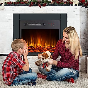 MOCIFI 23 inch Built-in Electric Fireplace Insert Heater, Recessed Freestanding Fireplace, Remote Control, Touch Screen, Adjustable Flame Brightness Speed, Low Noise, 1500W, Black