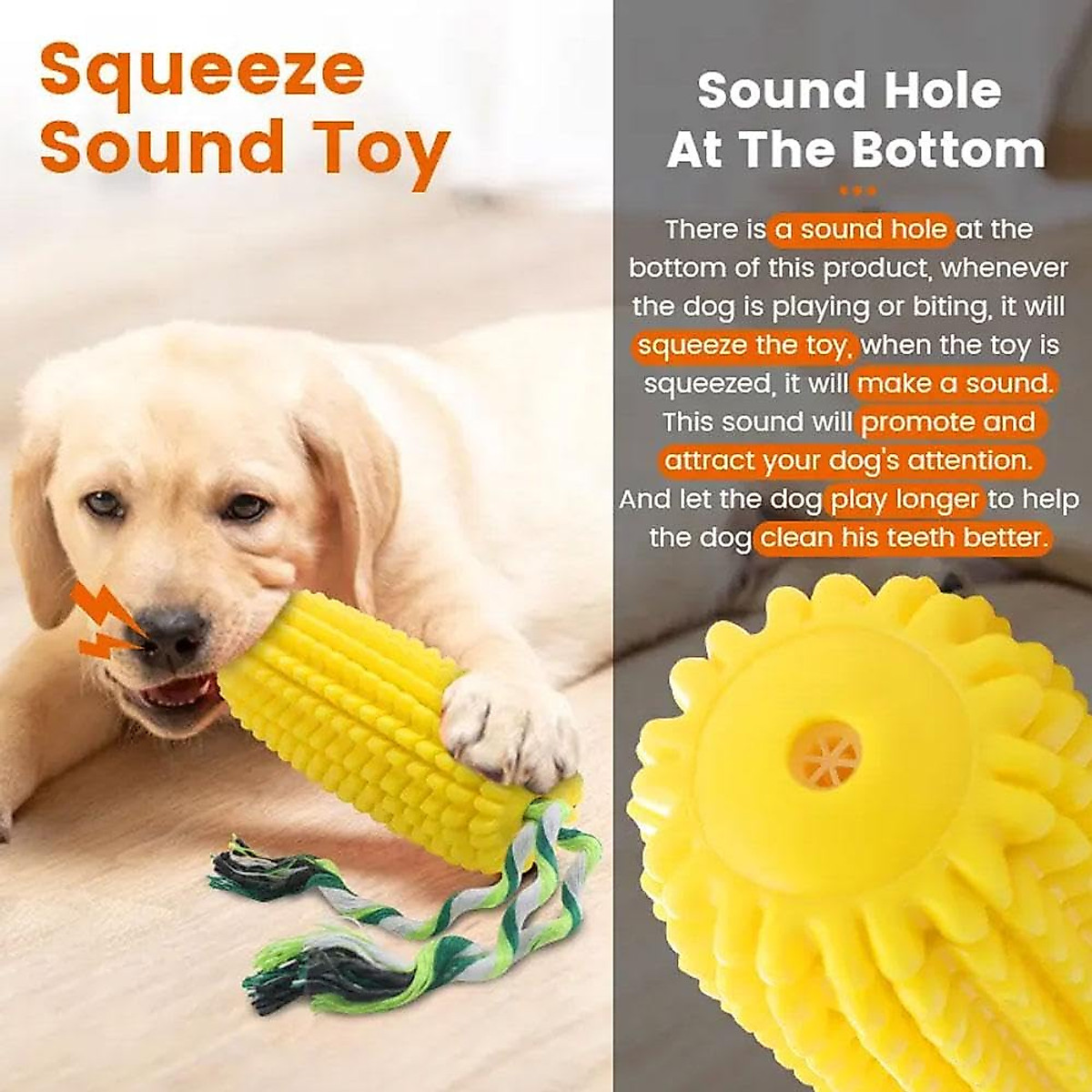 Corn Chew Dog Toy,Dog Chew Corn Toy,Puppy Teeth Chew Corn Stick Toy,Dog Toys for Aggressive Chewers Small Medium Large Breed,Interactive Squeaky Dog Tooth Cleaning Tool Water Float Toy for Any Dogs