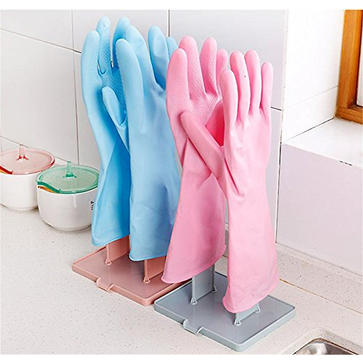 2 Pieces Kitchen Rubber Gloves Racks Drain Towel Storage Holders Home Cleaning Tool Drying Rack Sink Accessories