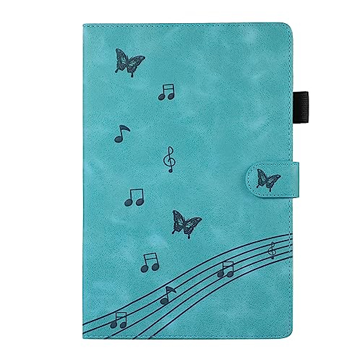 Business Special Butterfly Phonogram Pattern Cover with 2 Credit Card Slots Pencil Holder Kickstand Protective Case for iPad Air 1/iPad 5 9.7"-Lake Blue