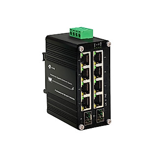 Throncom Industrial Gigabit PoE Fiber Switch 8 Ports PoE+ Ethernet Switch with 100/1000M Adaptive 2 SFP Slots Din Rail Unmanaged 10/100/1000Mbps Small Network Switch IEEE802.3af/at 30W/240W 48-57V DC