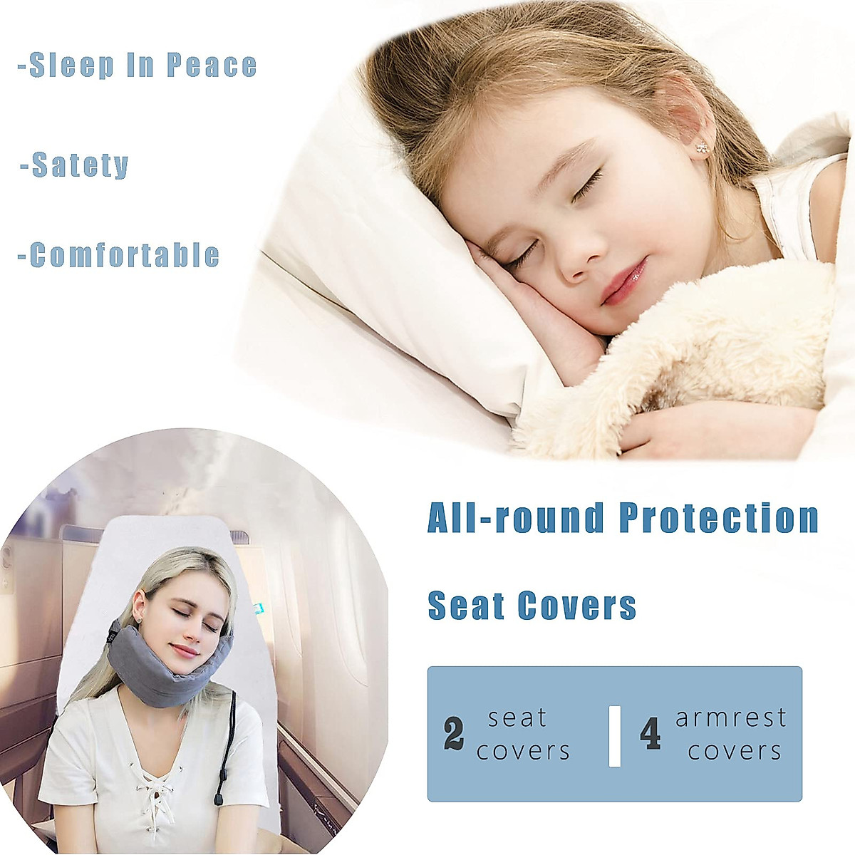 Yinghow Airplane Seat Covers Disposable 2 PCS Seat Covers & 4 PCS Armrest Cover Comfortable 丨Waterproof丨 Non-Woven | Safety Seat Protectors for Air Travel, Car, Train, Business Trip, white(ZTAO-5PCS)