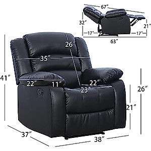 Phoenix Home PU Leather Manual Chair Recliner, Black