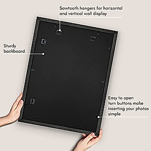 Americanflat 18x24 Poster Frame in Black - Use as 12x18 Picture Frame with Mat or 18x24 Frame Without Mat - Wide Engineered Wood Frame, Plexiglass Cover, and Hanging Hardware for Wall