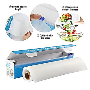 KOLOX Disposable Cutting Board with Built In Sliding Cutter, 10FT, Easy Clean-Up and Convenient Use, Large Flexible Chopping Boards for BBQ, Kitchen, Travel & Outdoor