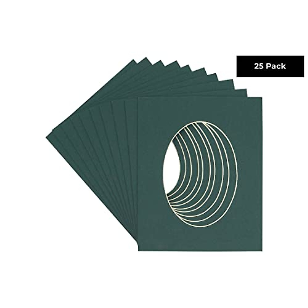 CountryArtHouse Forest Green Acid Free 20x27 Oval Picture Frame Mat with White Core Bevel Cut for 15x23 Pictures - Fits 20x27 Frame - Pack of 25 Matboards