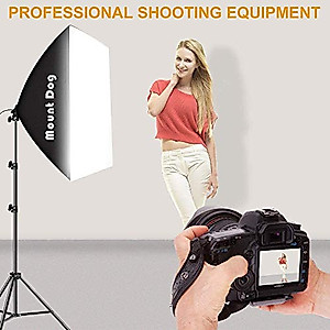 MOUNTDOG Softbox Lighting Kit 20"X28" Professional Photography Continuous Photo Studio Equipment with 2pcs 95W E27 Socket 5500K Video Lighting Bulb for Filming Portraits Shoot