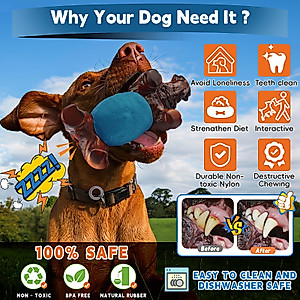 TonyEst Dog Chew Toys for Aggressive Chewers, Best Dog Squeak Toy for Boredom and Stimulating, Durable Bacon Flavor Teething Toys, Tough Indestructible Dog Toys for Large, Medium and Small Breeds