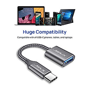 USB C to USB Adapter [2 Pack], JSAUX USB Type C Male to USB 3.0 Female OTG Cable Thunderbolt3 to USB Adapter Compatible with MacBook Pro/Air 2019 2018 2017, Samsung Galaxy S20 S20+ Ultra Note 10 S9 S8