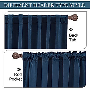 RYB HOME Blue Velvet Curtains 84 inches- Blackout Curtains for Living Room, Thermal Insulated Noise Reducing Panels Soft Luxury Window Decor for Kids Bedroom, Navy Blue, W52 x L84 inches, 2 Panels