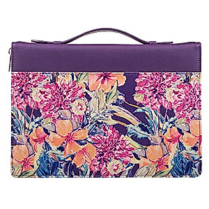 Christian Art Gifts Women's Fashion Bible Cover Blessed is The One Jeremiah 17:7, Purple Floral Faux Leather, Large