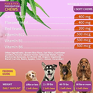HEYISME Flea and Tick Prevention for Dogs Chewables, Natural Dog Flea and Tick Control Supplement, Flea Treatment for Dogs, Oral Flea and Tick Chews Treats for All Breeds and Ages (Chicken, 120 Chews)