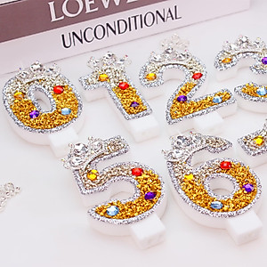 Saododku Birthday Candles, 3.8" Large Number Candles for Birthday Cakes, Big Sparkler Candles for Birthday Cake, 0123456789 Gold Birthday Candles for Cake Topper, Birthday Decorations(No.0)