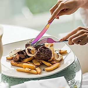 Reusable Travel Utensils Cutlery Set with Case, YIMICOO Stainless Steel Portable Flatware Set Silverware Set for Camping Picnic Office or School Lunch (Pink)