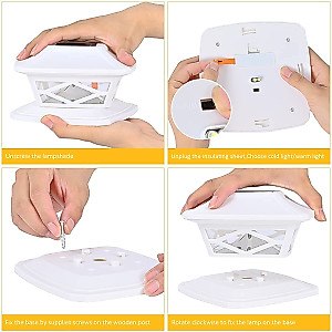 TWINSLUXES Solar Post Lights Outdoor 2 Modes Waterproof LED Solar Fence Cap Light for3.5x3.5 4x4 5x5 and 6x6 Post in Patio,Deck Walkway and Garden Decoration.(White 2 Pack)………