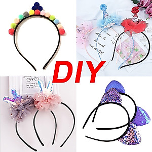 Duufin 40 Pieces Satin Headbands Black Thin Headband Satin Coverd Plain Headband 1cm Craft DIY Headband Black Satin Hair Headbands for Girls and Women